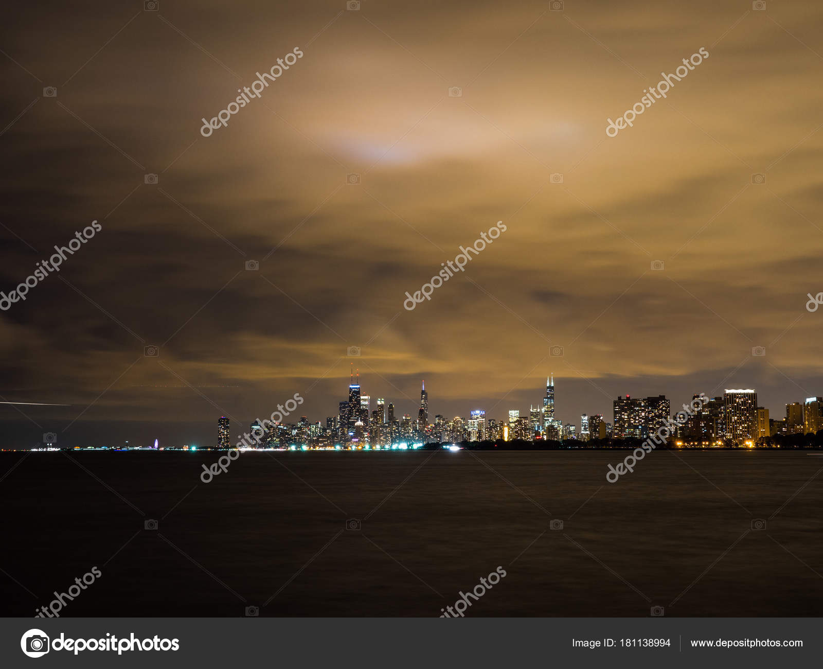Beautiful Night Time Long Exposure Photograph Colorful Lights Buildings ...