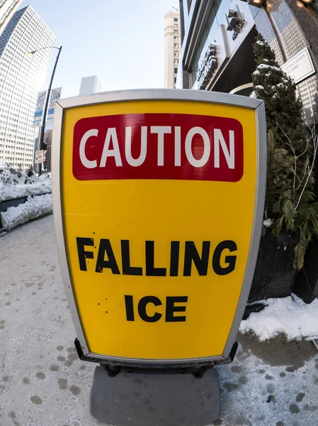 Close View Falling Ice Caution Sign Pedestrian Sidewalks Warning ...