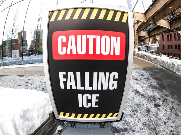 Close View Falling Ice Caution Sign Pedestrian Sidewalks Warning ...