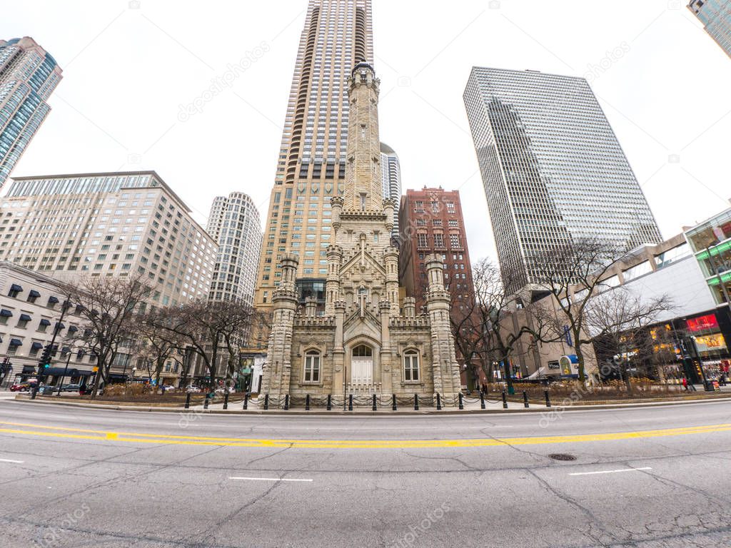 Chicago February 28Th 2018 Famous Iconic Chicago Water Tower Limestone ...