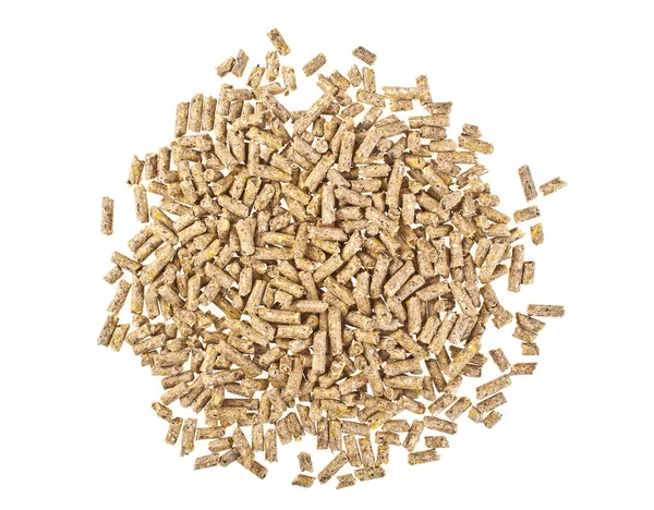 Pelleted compound feed Isolated on white background, wheatfeed p ...