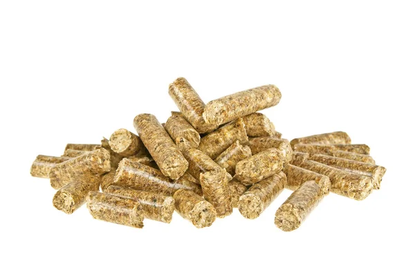 Pelleted compound feed Isolated on white background, wheatfeed p Stock ...