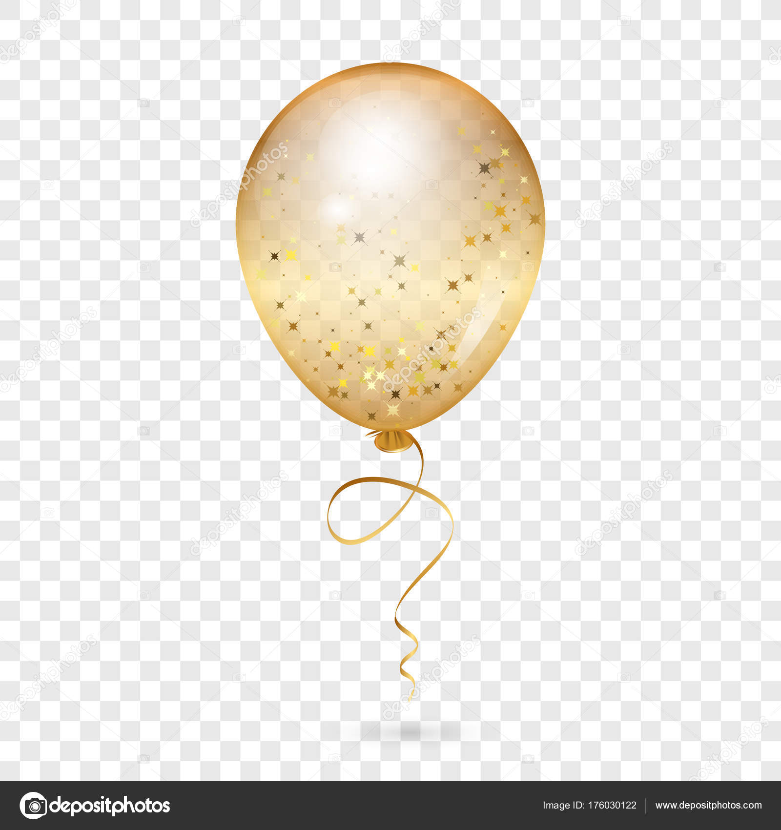 Balloon - Vector illustration of gold shiny balloon - transparen Stock ...