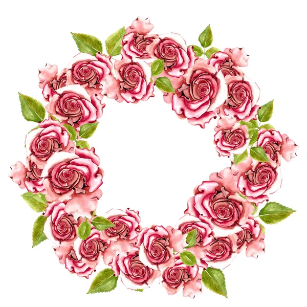 Round floral frame with roses — Stock Photo © Lia.N.P #152141208