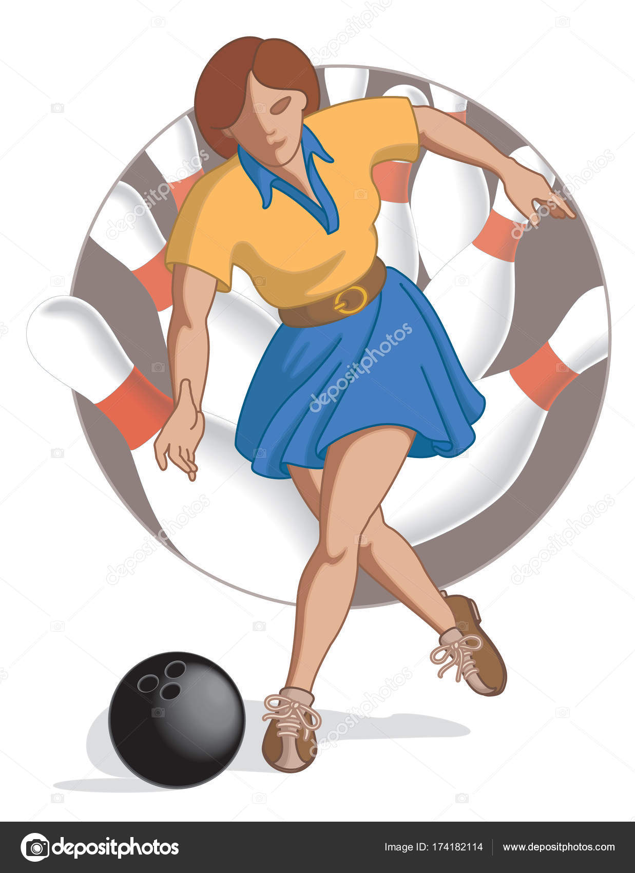 Bowling player female throwing bowling ball Stock Vector by ©jo ...