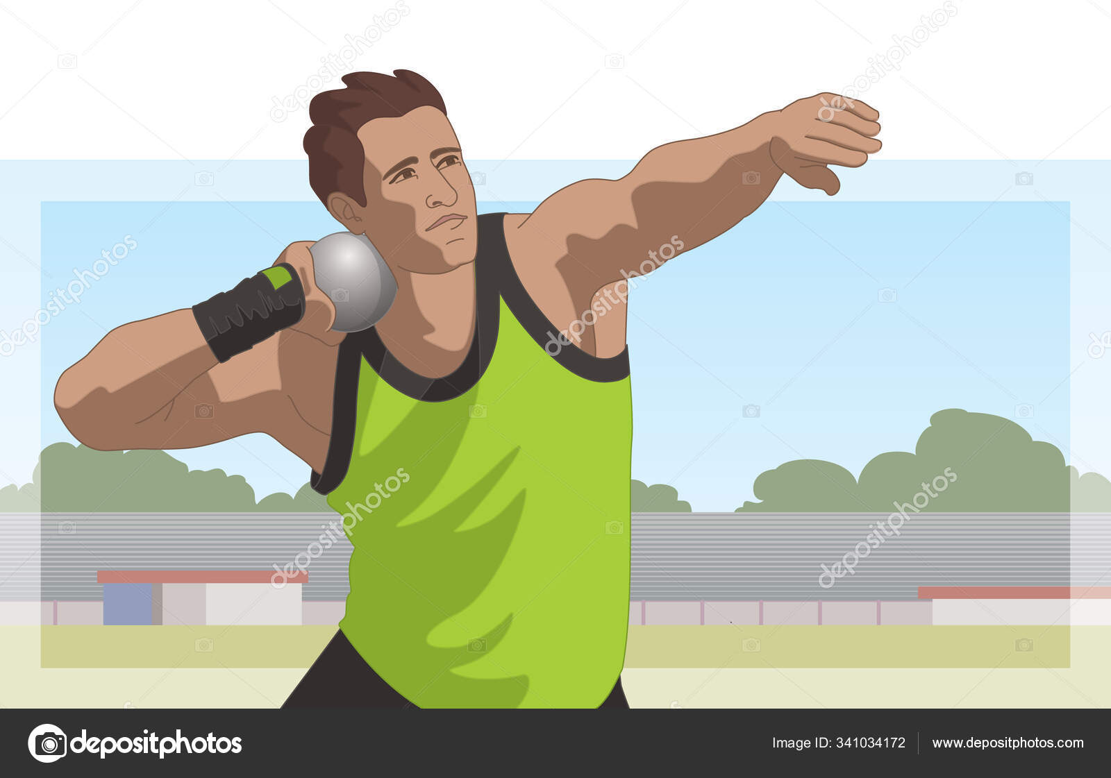 Male Shot Put Athlete Track Field Background Stock Vector Image by ©jo ...
