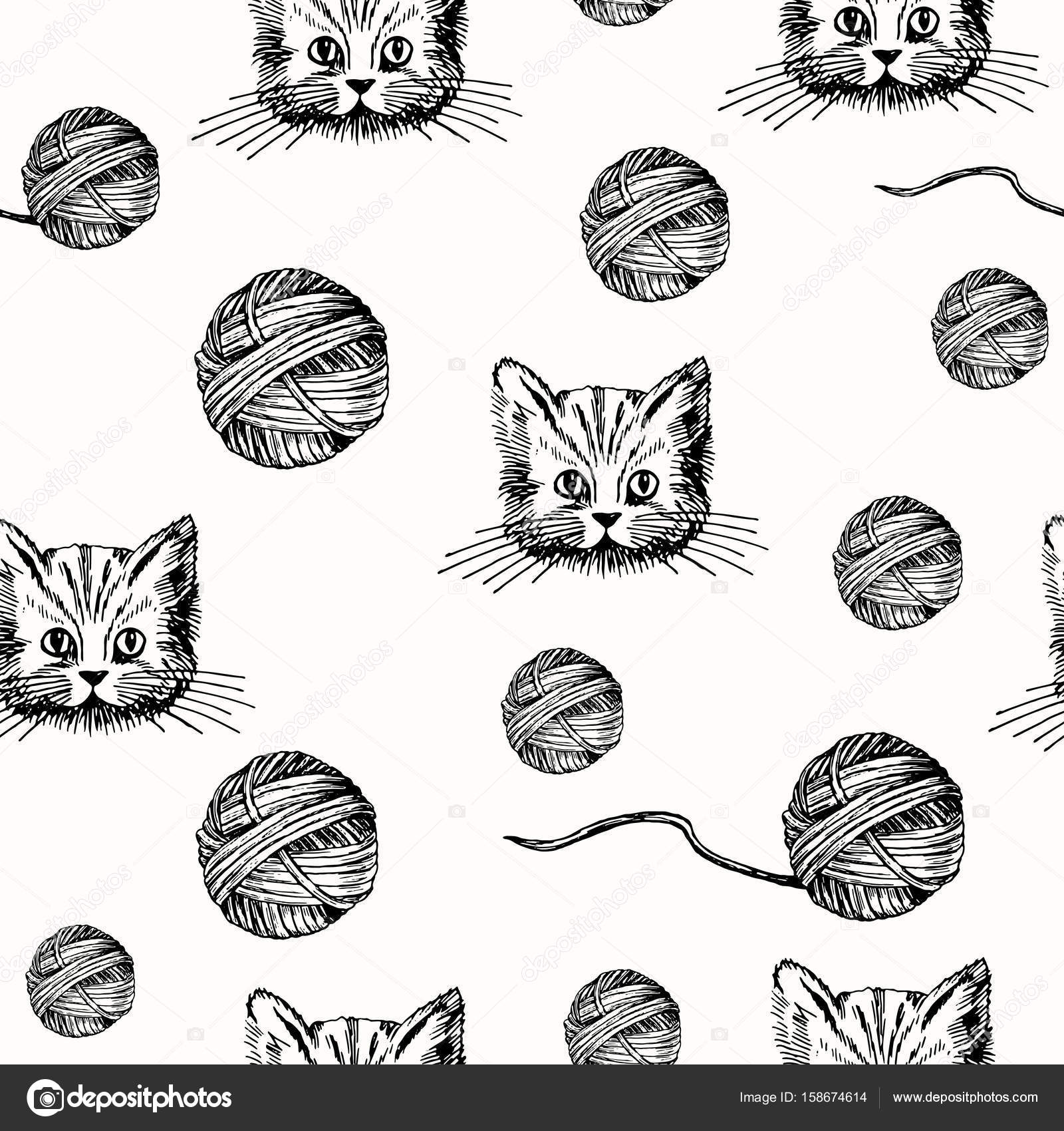 Vector Cat With Yarn