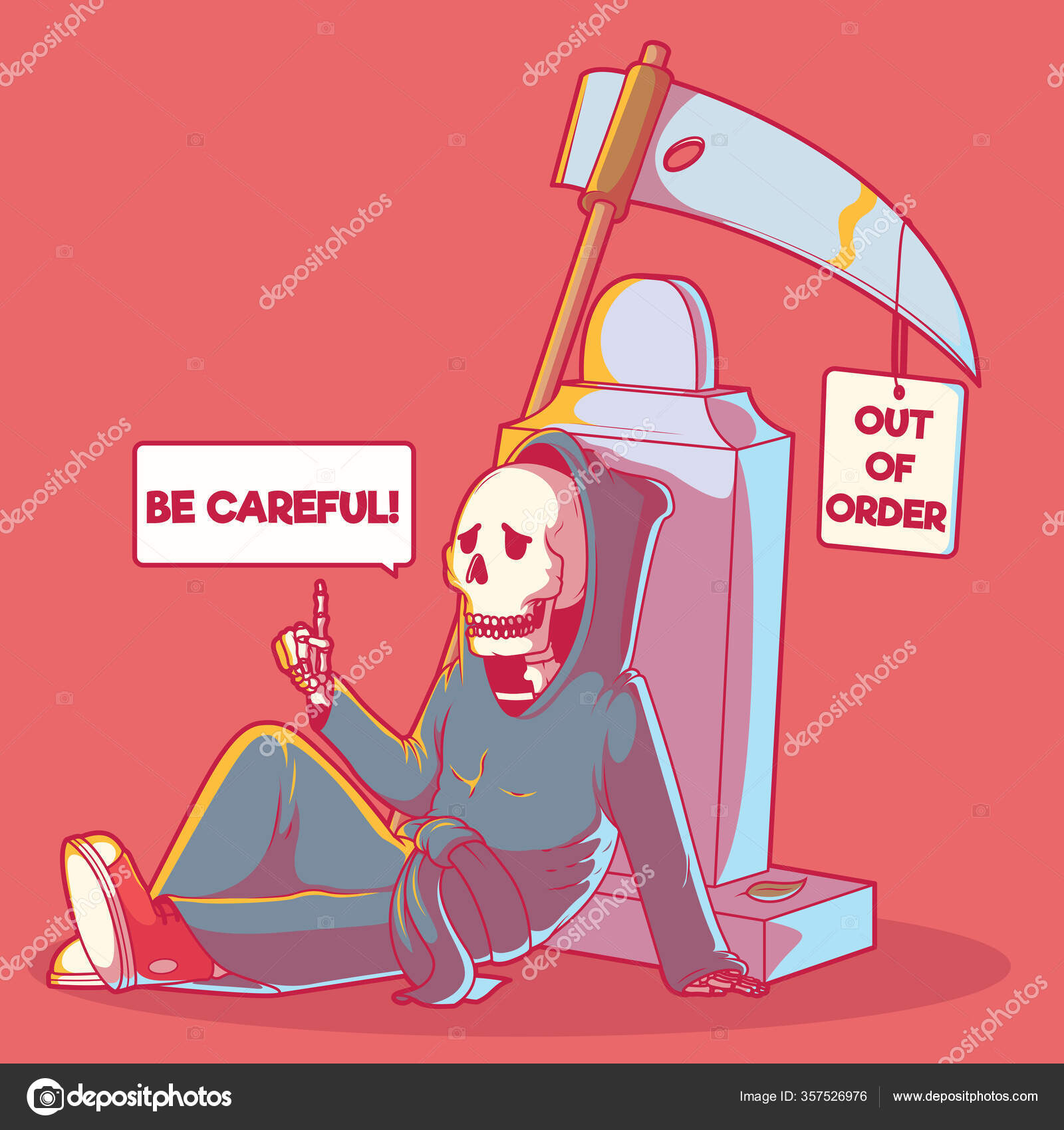 Reaper Grave Vector Illustration Death Tired Danger Design Concept ...