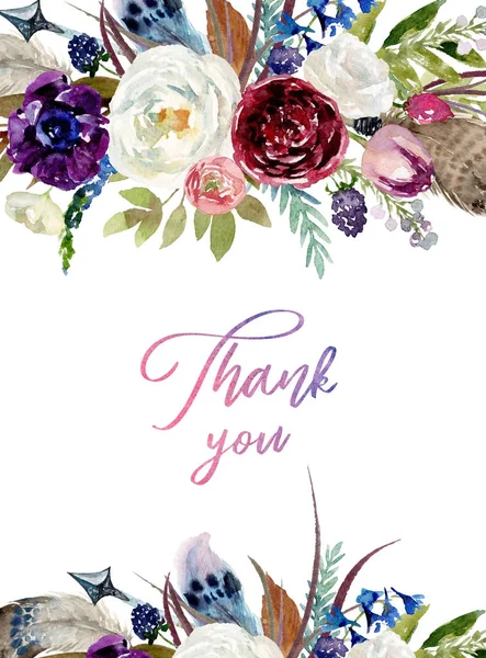 Watercolor Floral Boho Header Border Frame Colorful Flower Illustration ...