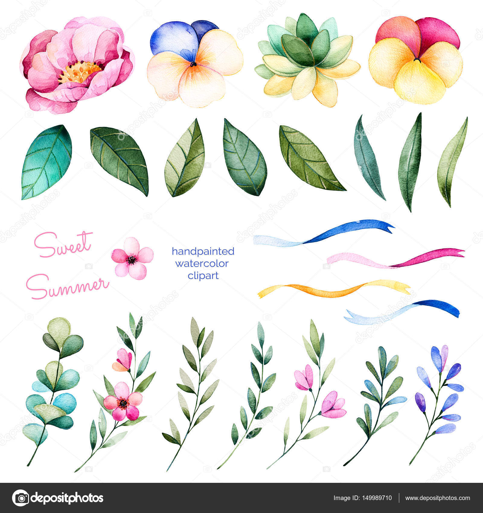 Foral collection with flowers Stock Illustration by ©Katerina_Skorik ...