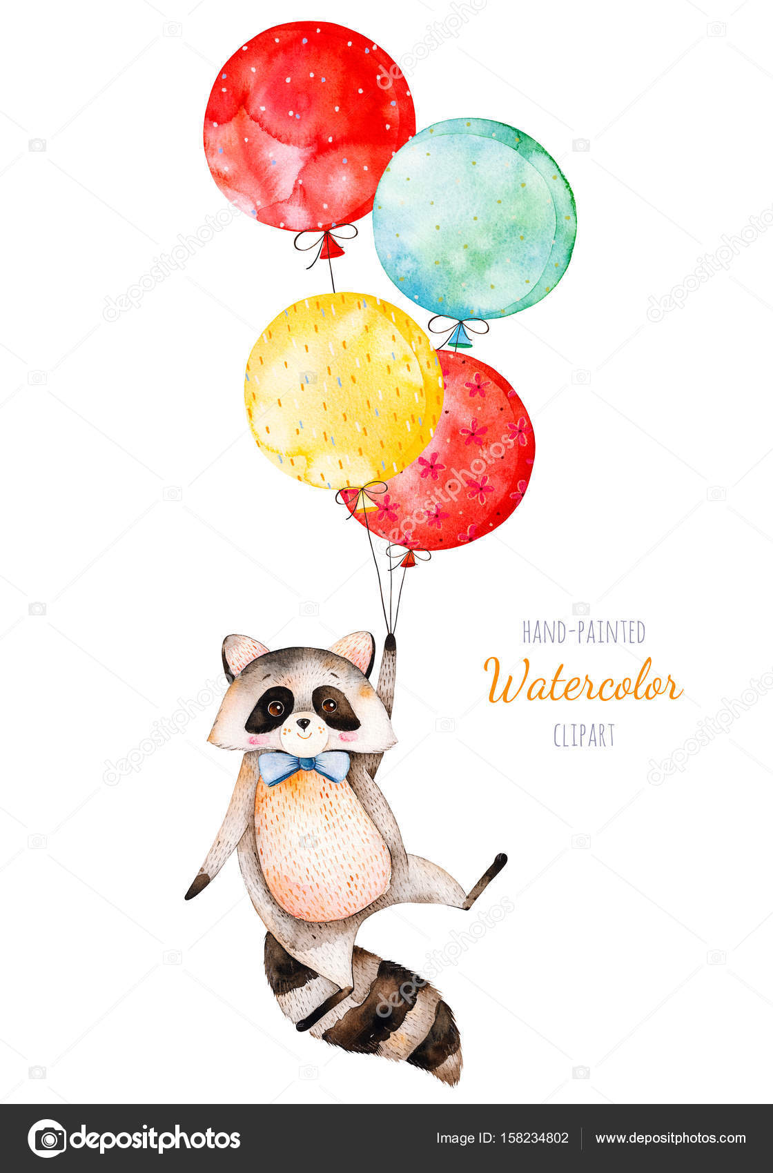 Cute little Racoon with balloons Stock Illustration by ©Katerina_Skorik ...