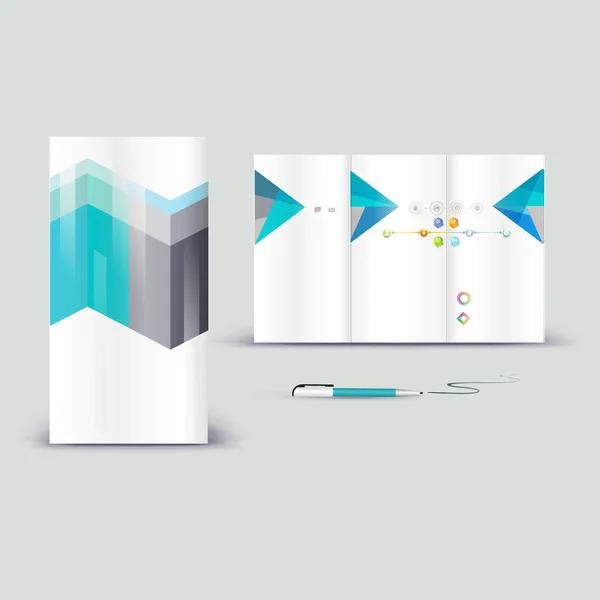 Clean brochure cover template with blured city landscape letter and pen ...