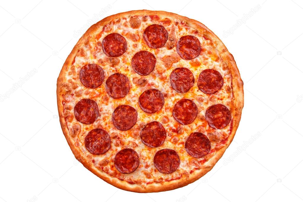 Pizza de pepperoni. Pizza italiana sobre fondo blanco. 2022