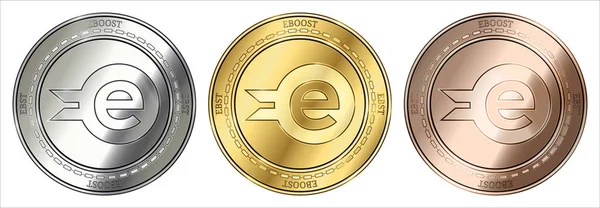 Gold, silver and bronze Shivom (OMX) cryptocurrency coin. coin set. ⬇ ...