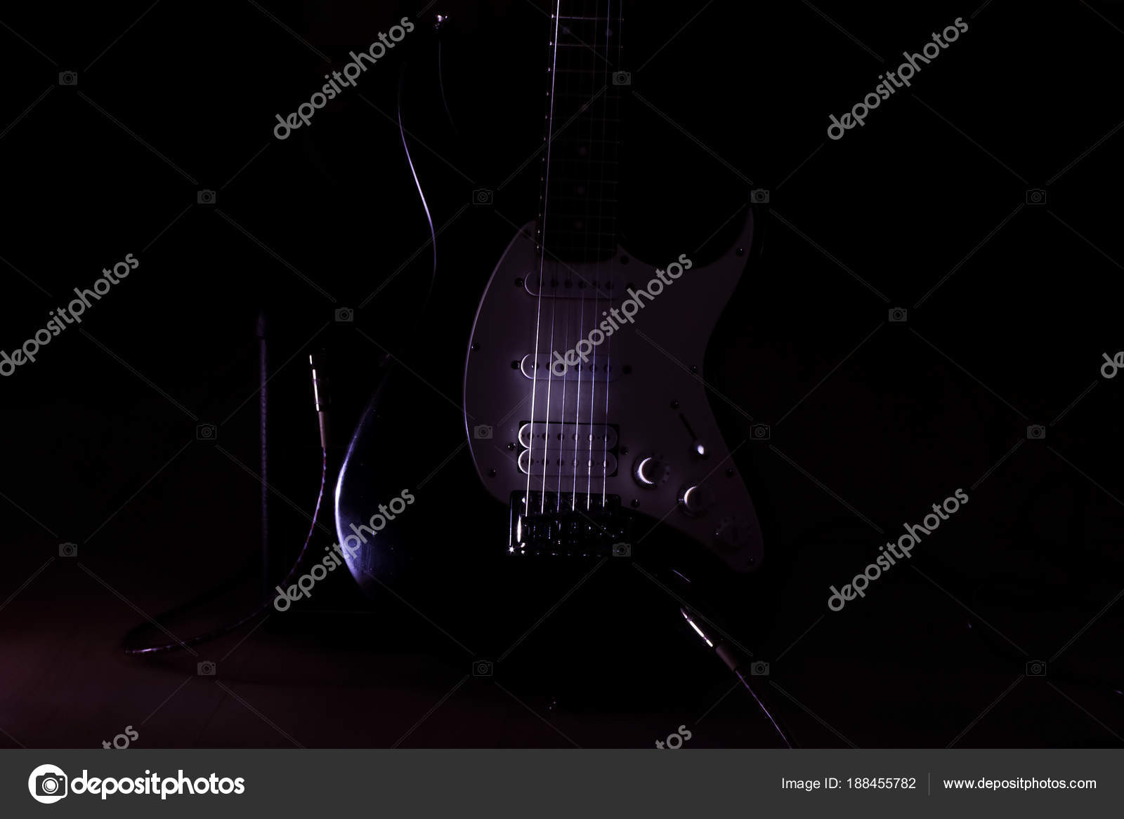 Electric guitar with strings in Studio.Musical instrument at hom ...