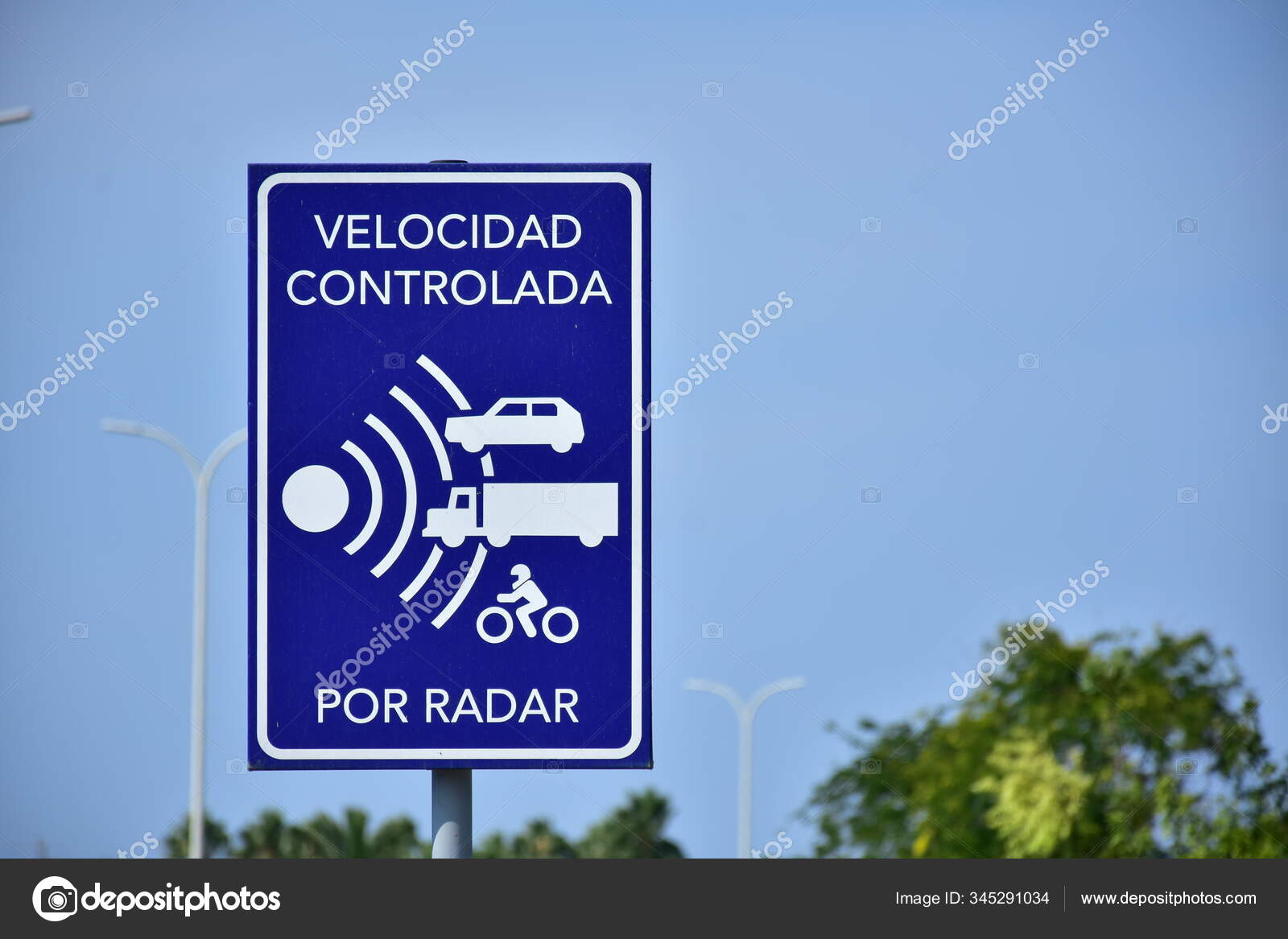 Road Sign Radar Blue Background — Stock Editorial Photo © GalinkaLB ...
