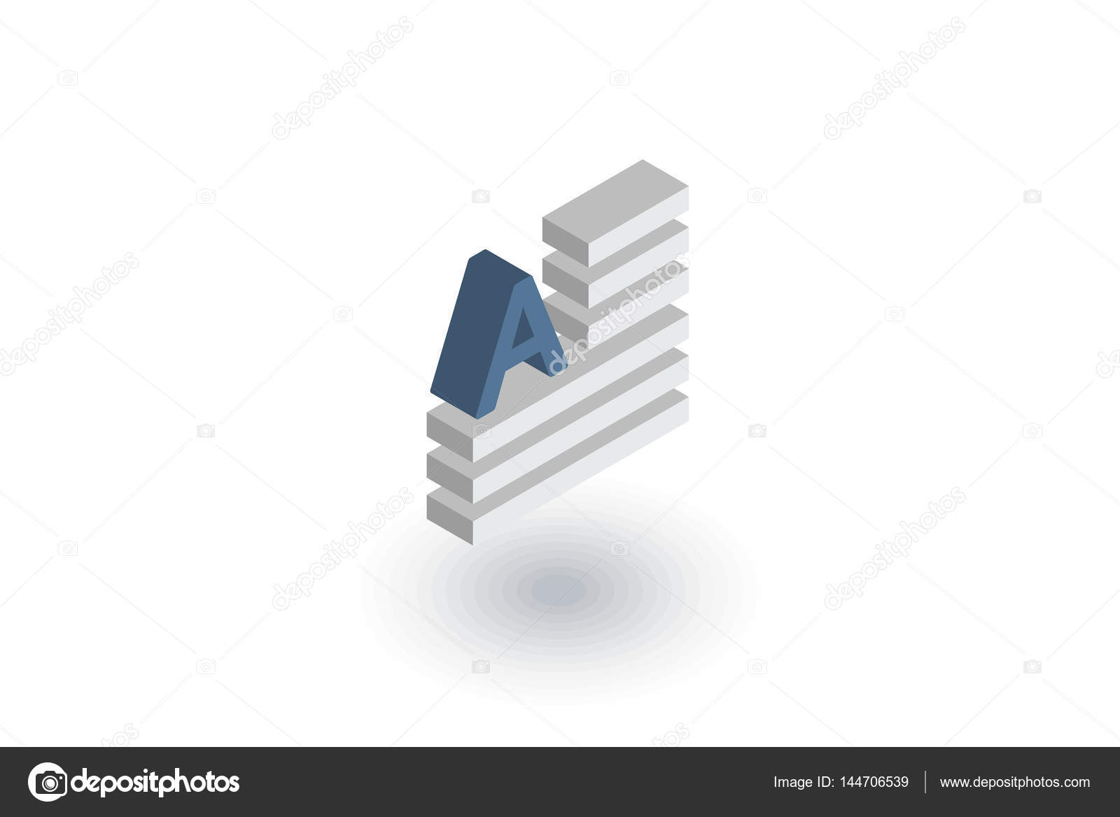 Text content, block, newspaper article isometric flat icon. 3d vector ...