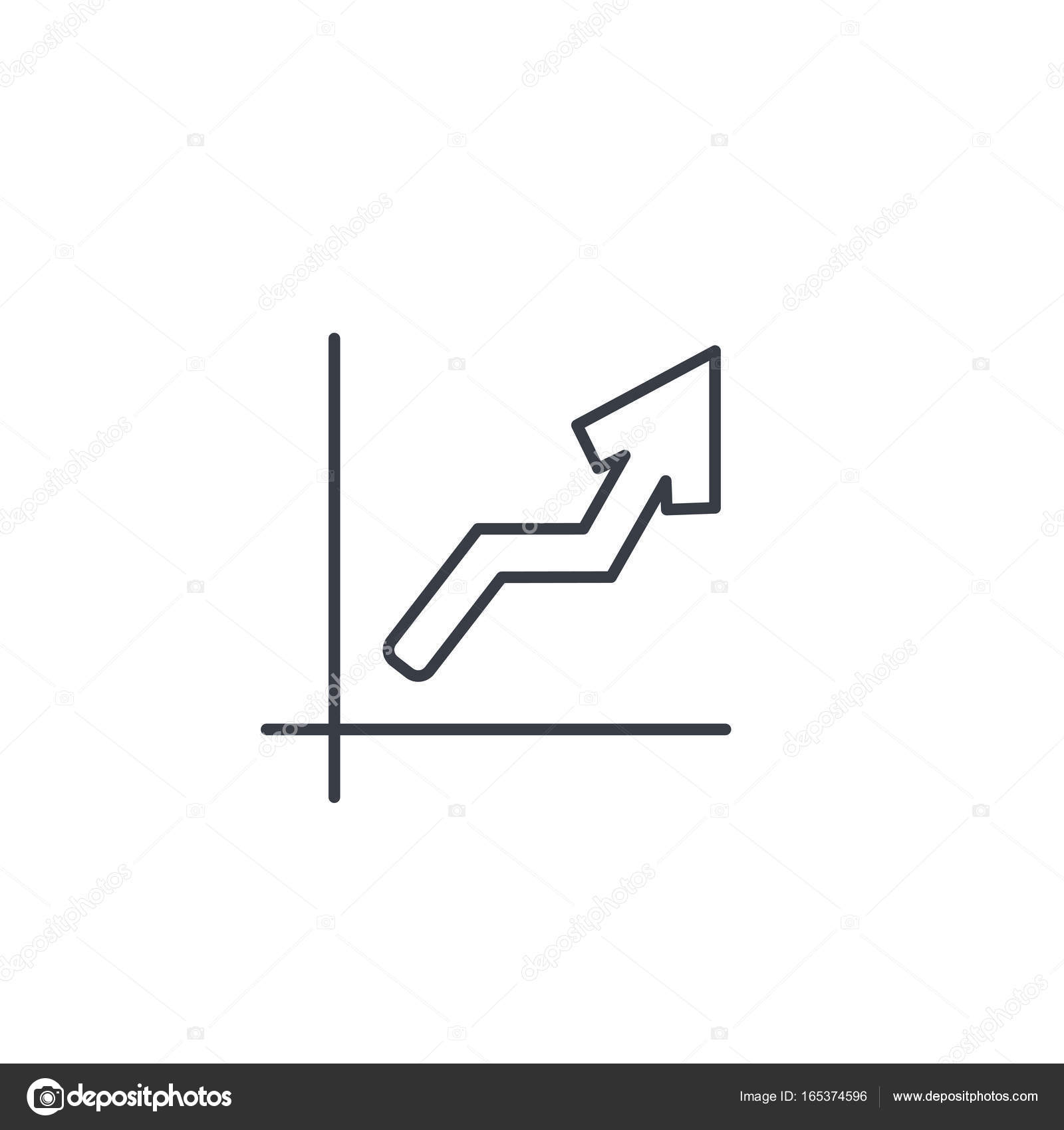 Growth graph chart, market success, arrow up thin line icon. Stock ...