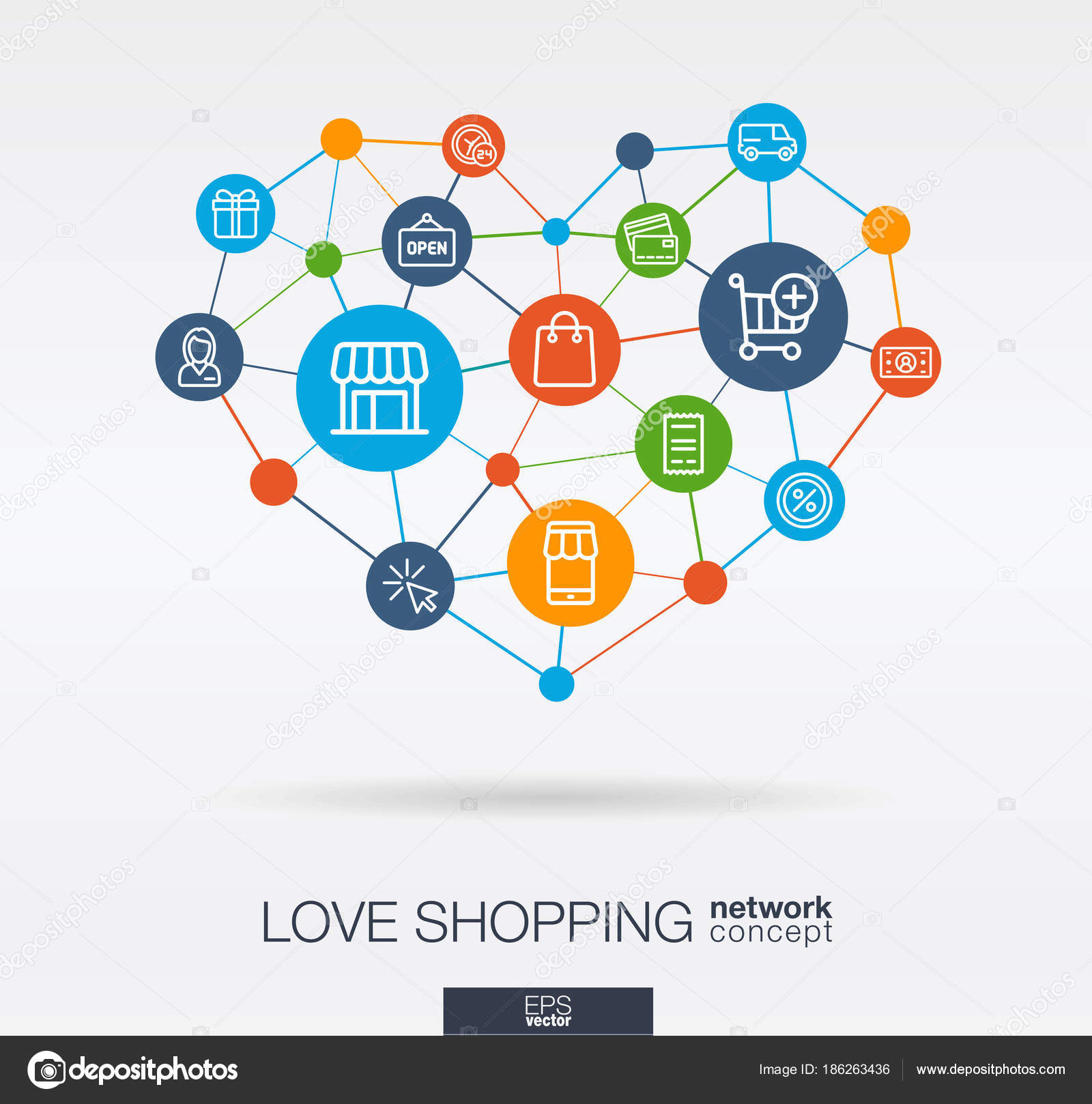 Vector Illustration Design Love Shopping Integrated Thin Line Icons ...