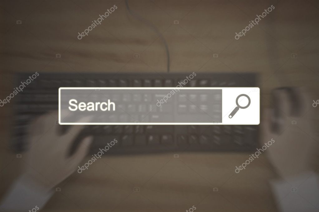 Search bar with hand and keyboard — Stock Photo © realinemedia #126990032