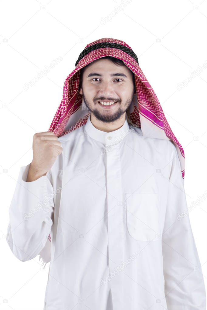 Middle eastern person expressing his success — Stock Photo ...