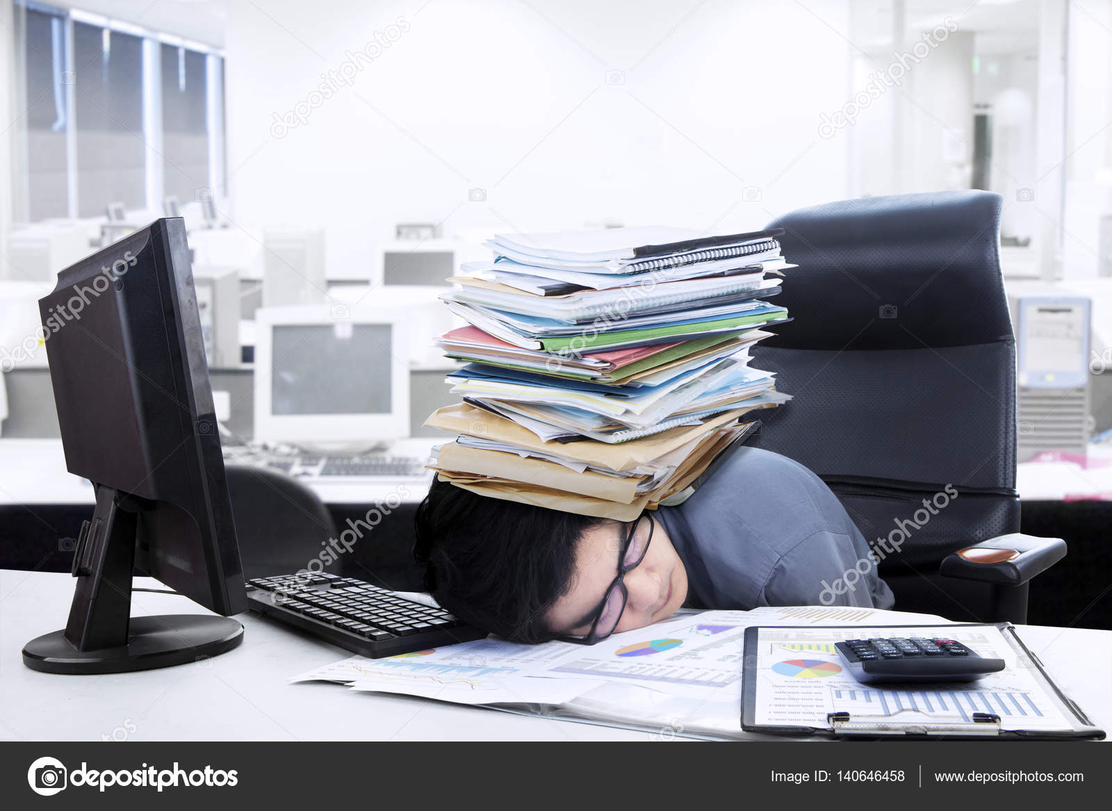 Tired manager resting with paperwork Stock Photo by ©realinemedia 140646458