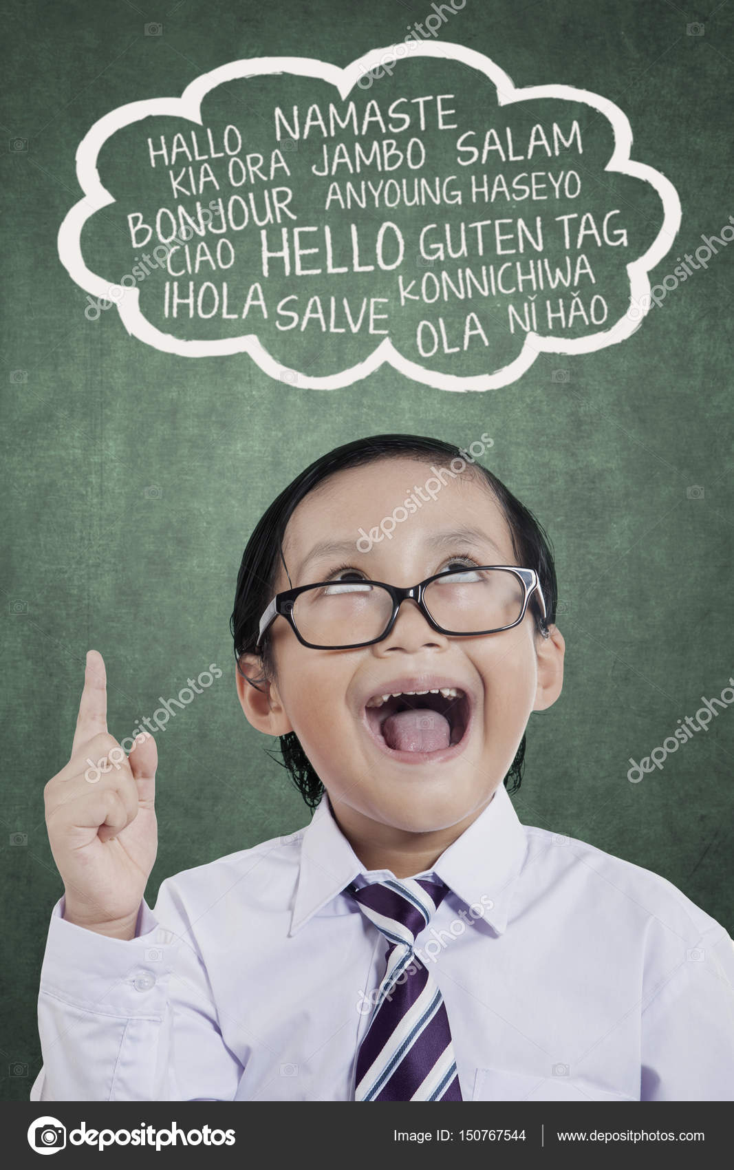 Little boy learning foreign language — Stock Photo © realinemedia ...