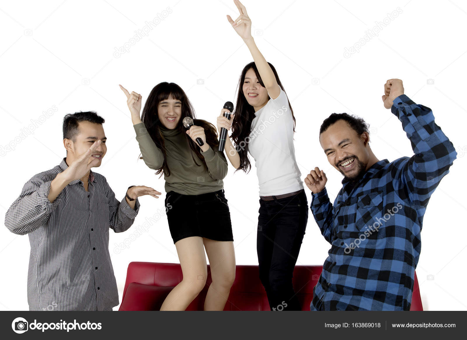 Diverse people having fun together on studio Stock Photo by ...