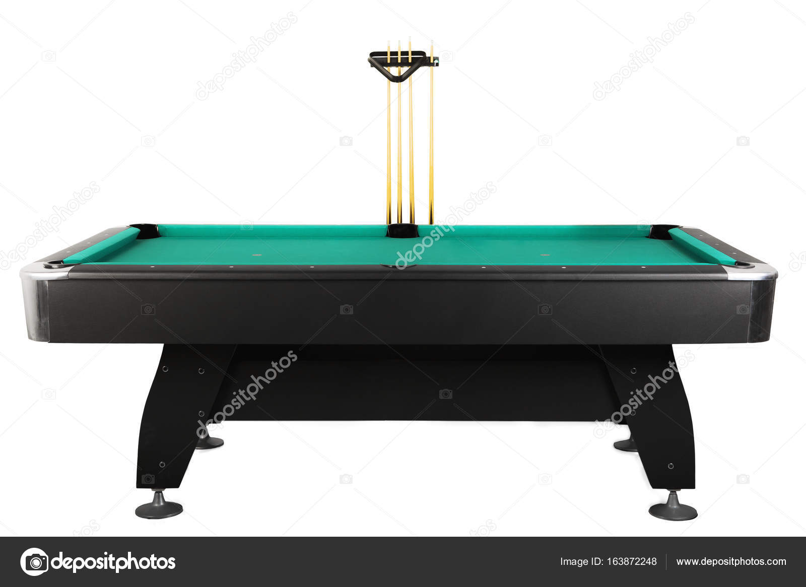 Green billiard table with sticks Stock Photo by ©realinemedia 163872248