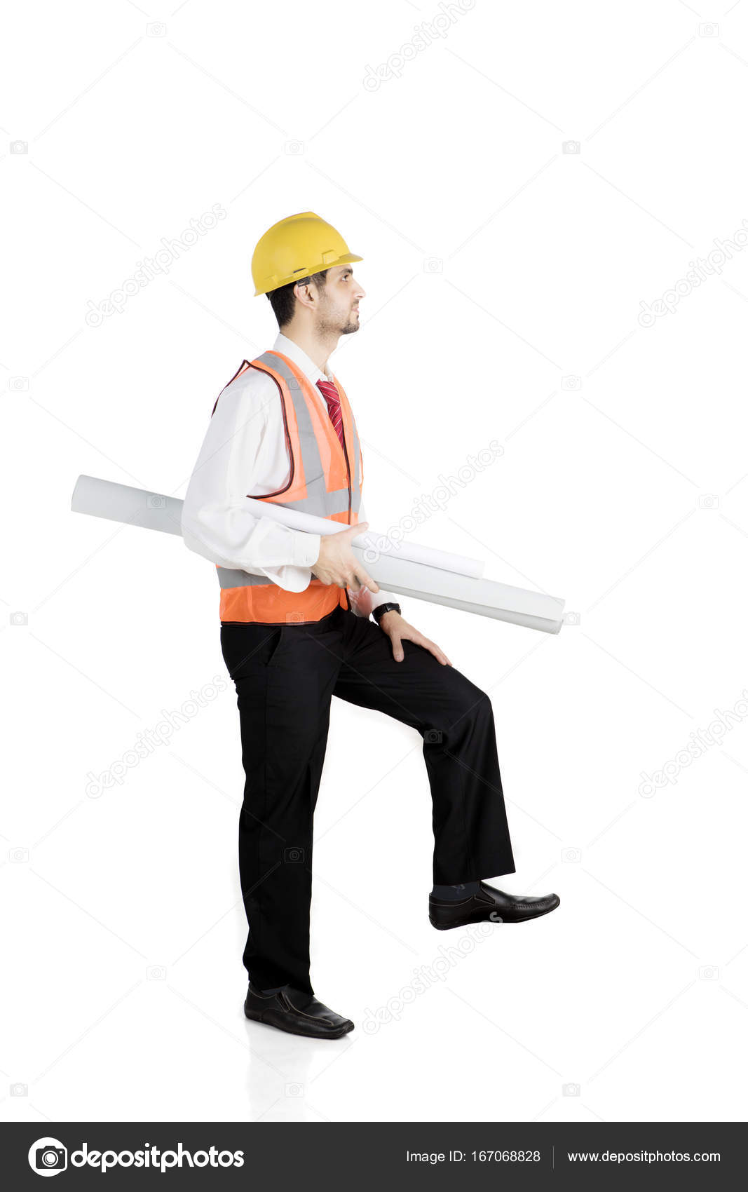Italian foreman with poses stepping upward — Stock Photo © realinemedia ...
