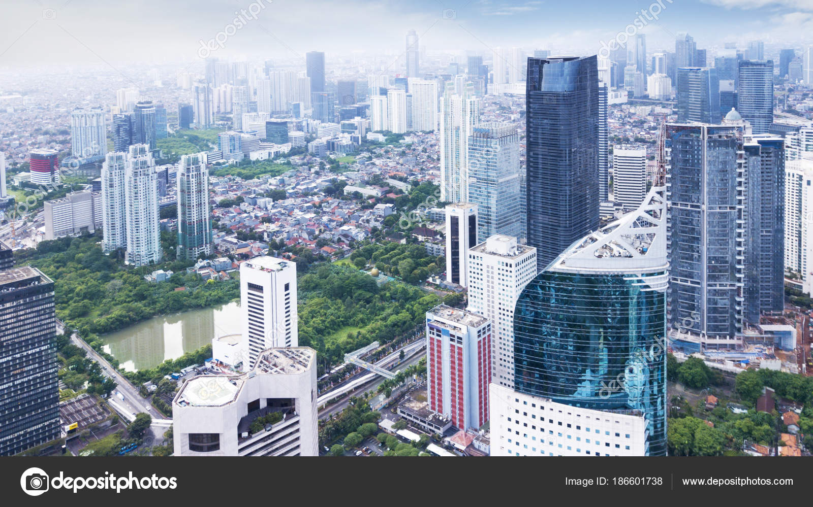 Aerial view of Jakarta cityscape — Stock Editorial Photo © realinemedia ...