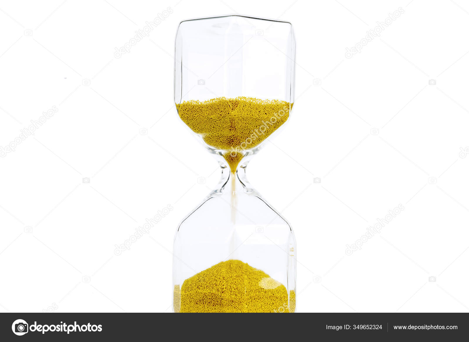 Transparent Sand Clock Hourglass Golden Sand Studio Isolated White ...