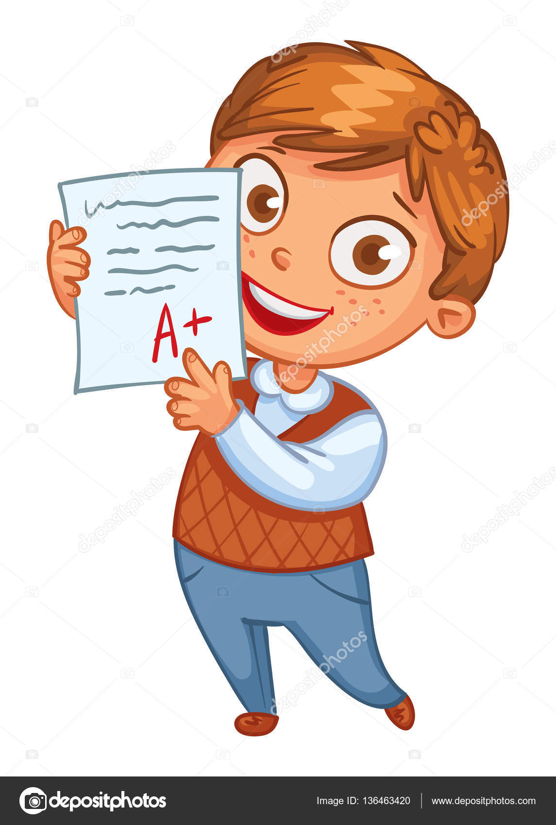 소년 보여주는 완벽 한 테스트 결과 — 스톡 벡터 © kharlamova_lv #136463420