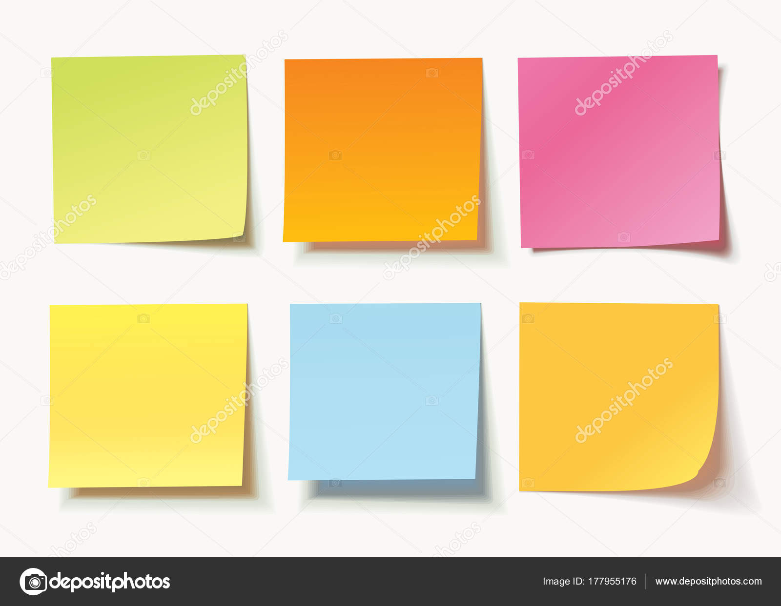 Set of different colored sheets of note papers Stock Vector Image by ...