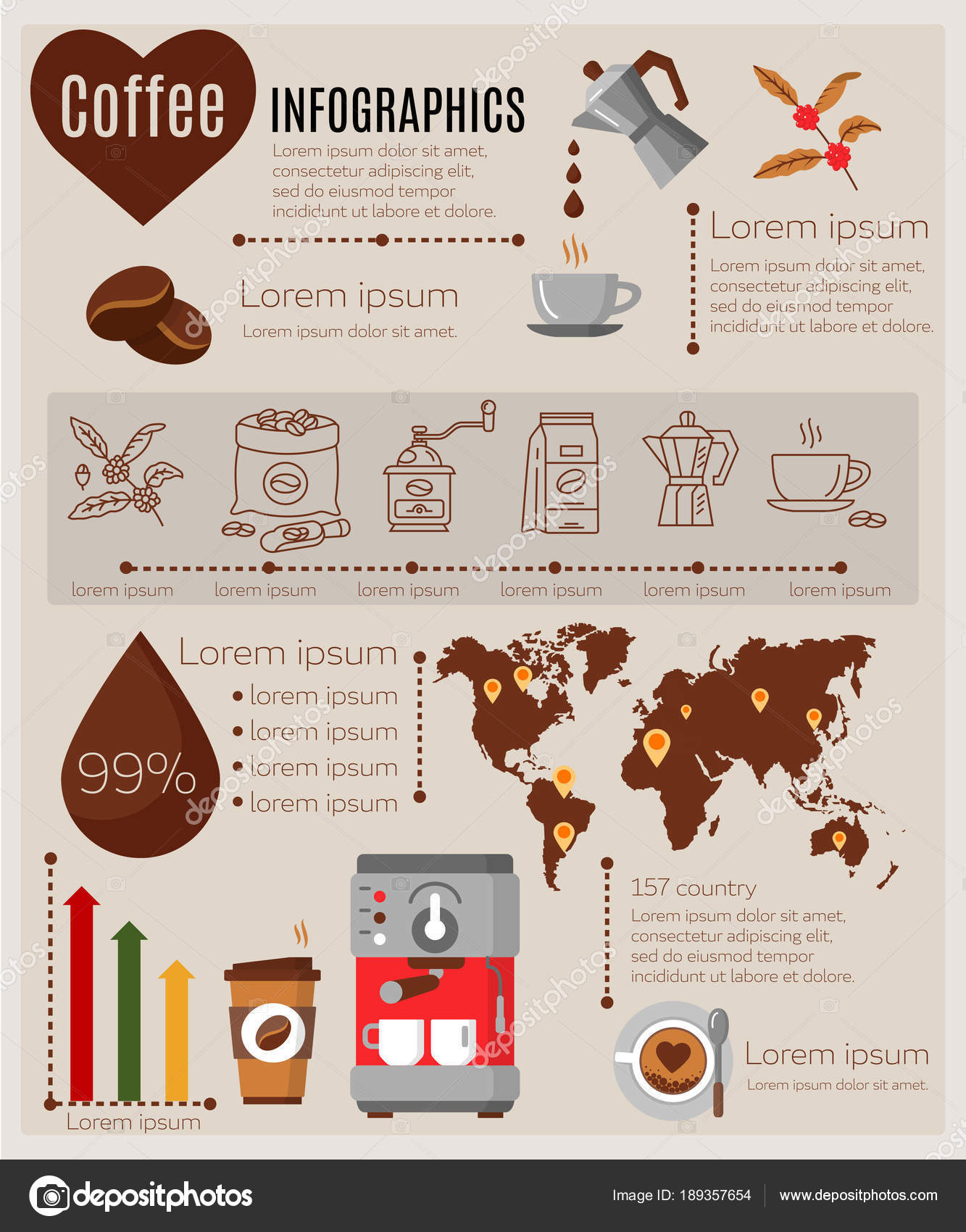 Coffee infographics set — Stock Vector © LuckyVector #189357654 Coffee infographics set — Stock Vector © LuckyVector #189357654