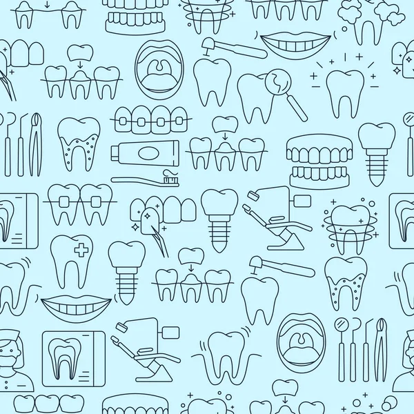 Seamless dental pattern with flat tooth care icons — Stock Vector ...