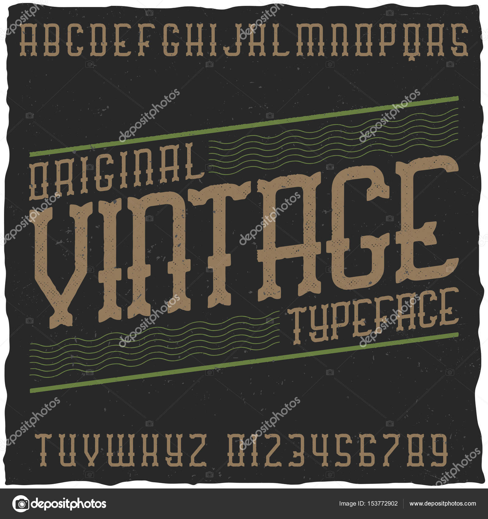 Vintage label font with sample label design. Stock Vector by ...