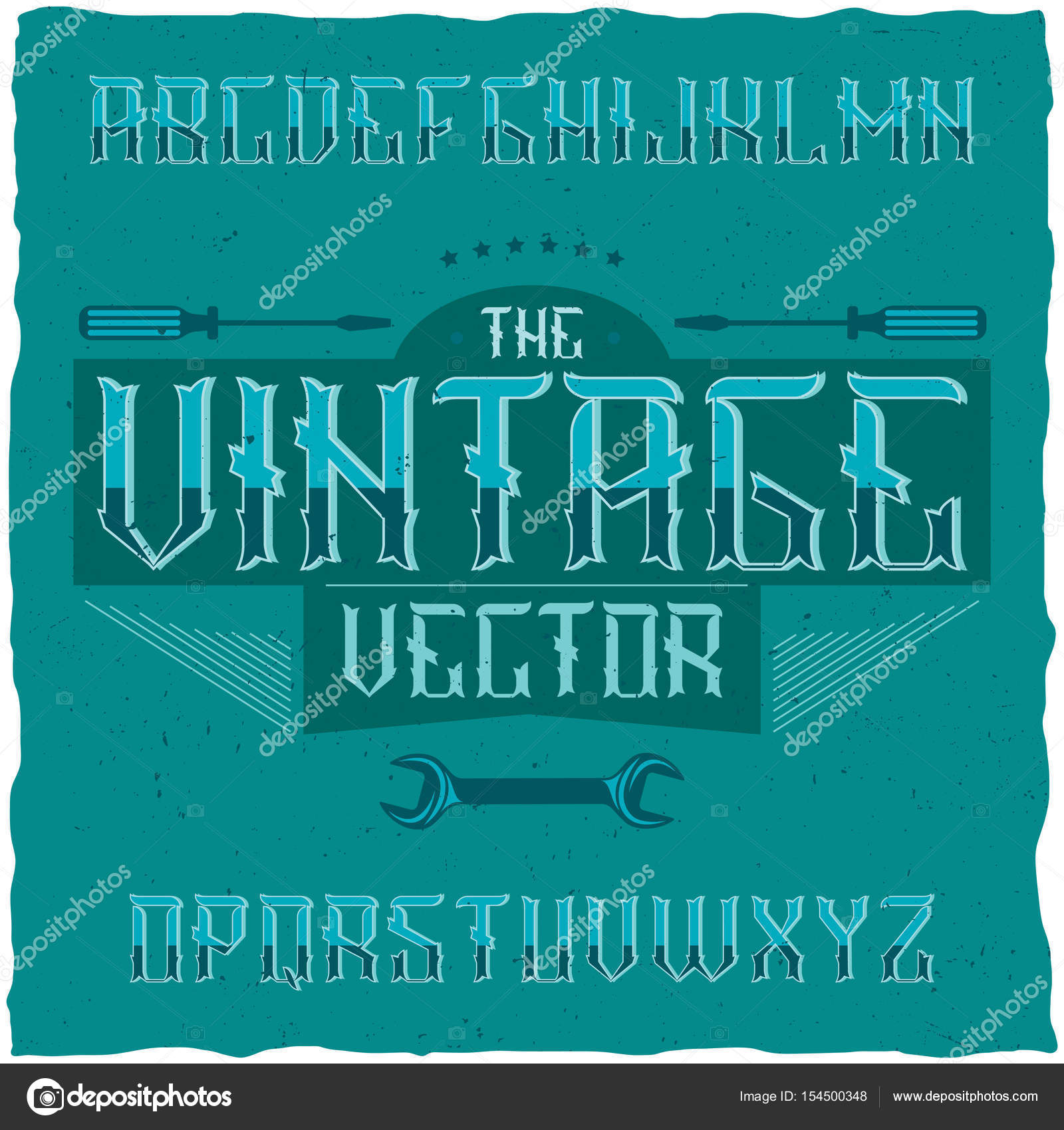 Vintage label font with sample label design. Stock Vector by ...