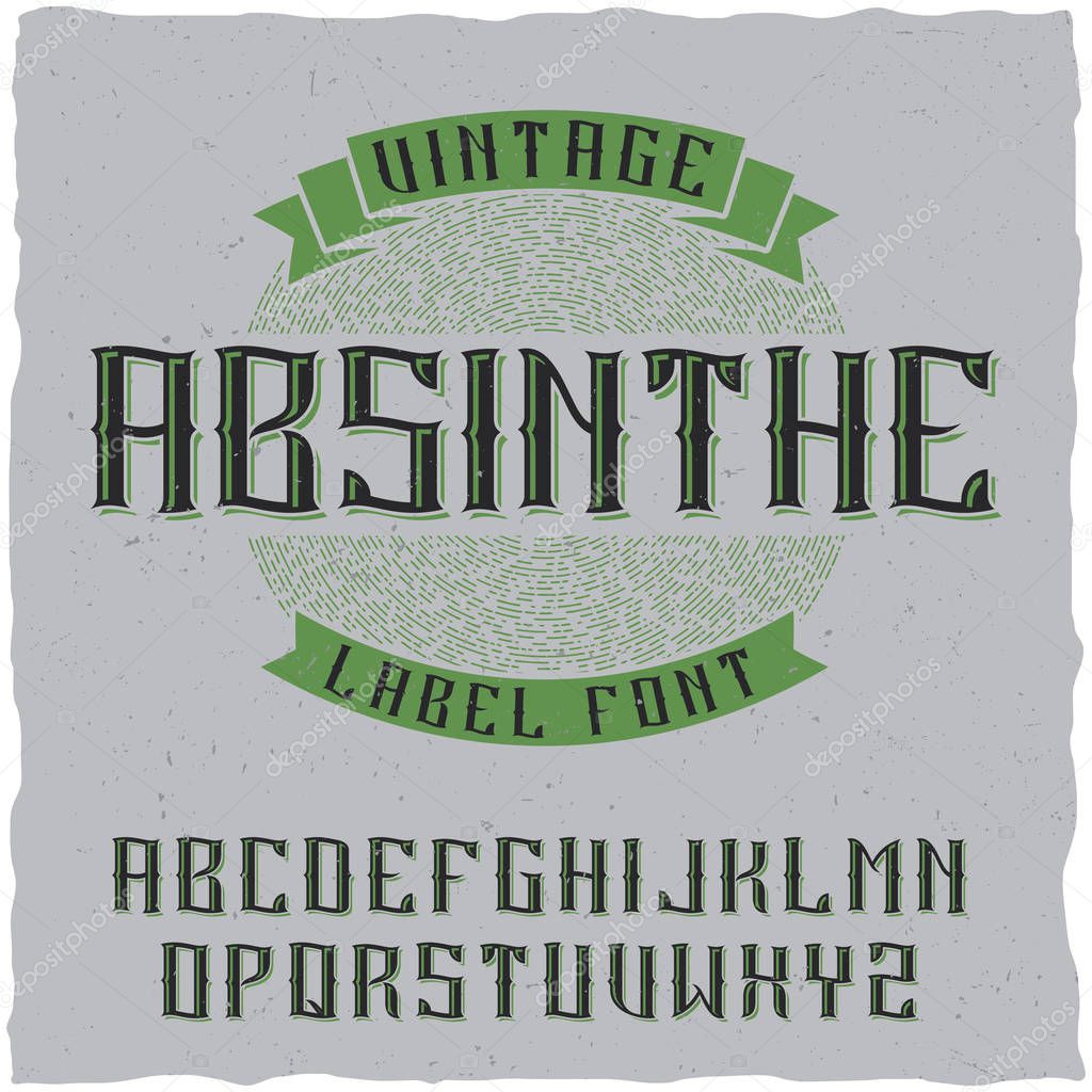 Absinthe etiqueta fuente y muestra etiqueta diseño Vector de stock por ...