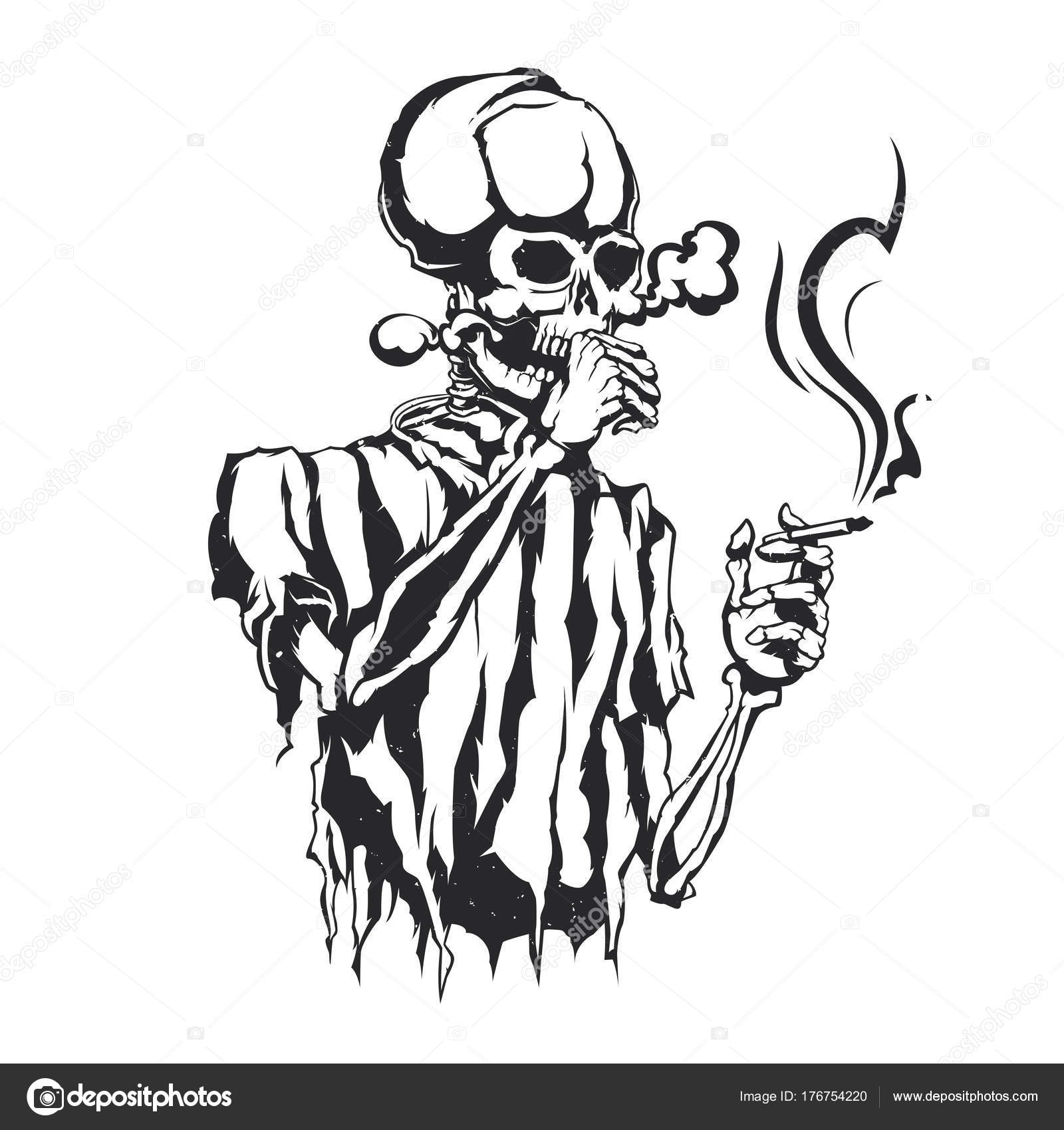 Skeleton Smoking Drawing