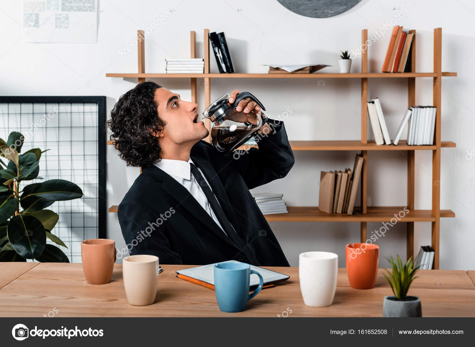 Businessman drinking coffee from coffee pot — Stock Photo © AlexNazaruk ... Businessman drinking coffee from coffee pot — Stock Photo © AlexNazaruk ...