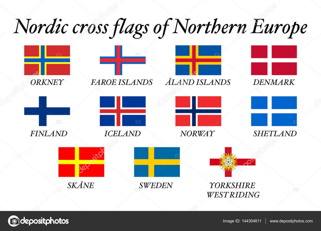 Amazing Nordic cross flags of Northern Europe. Stock Vector Image by ...