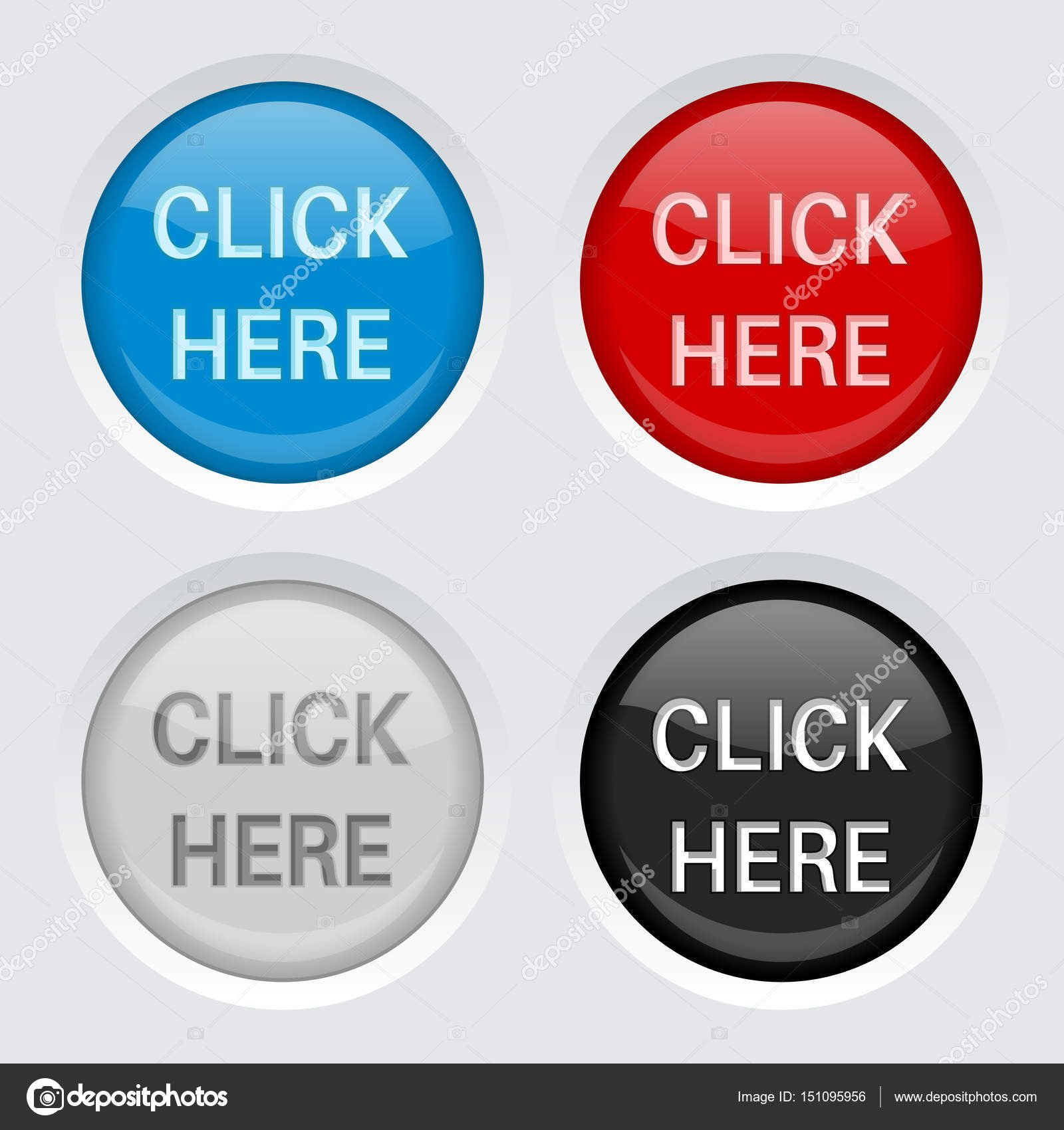 Botones redondos. CLIC AQUÍ iconos Vector de stock #151095956 de ©crumsig
