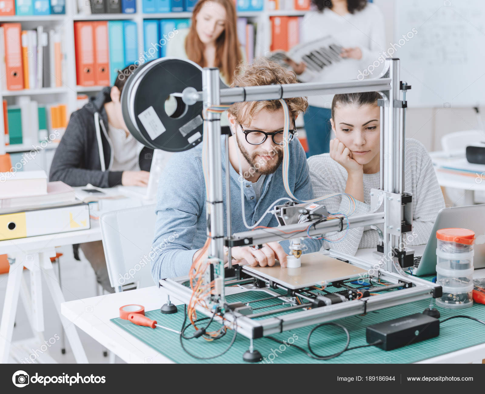 Engineering Students Using Printer Lab Learning Technology Concept ...