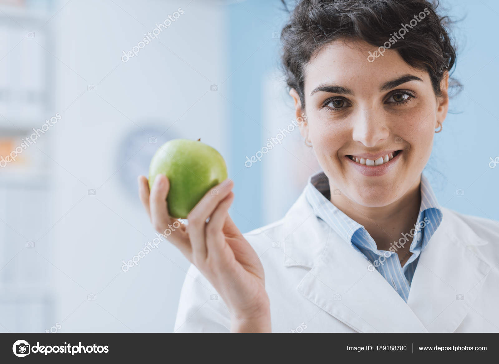 Professional Nutritionist Holding Fresh Apple Smiling Nutrition Diet ...