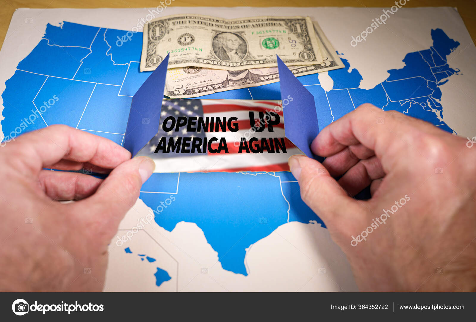 Hands opening a window on the United States map with the text Opening ...