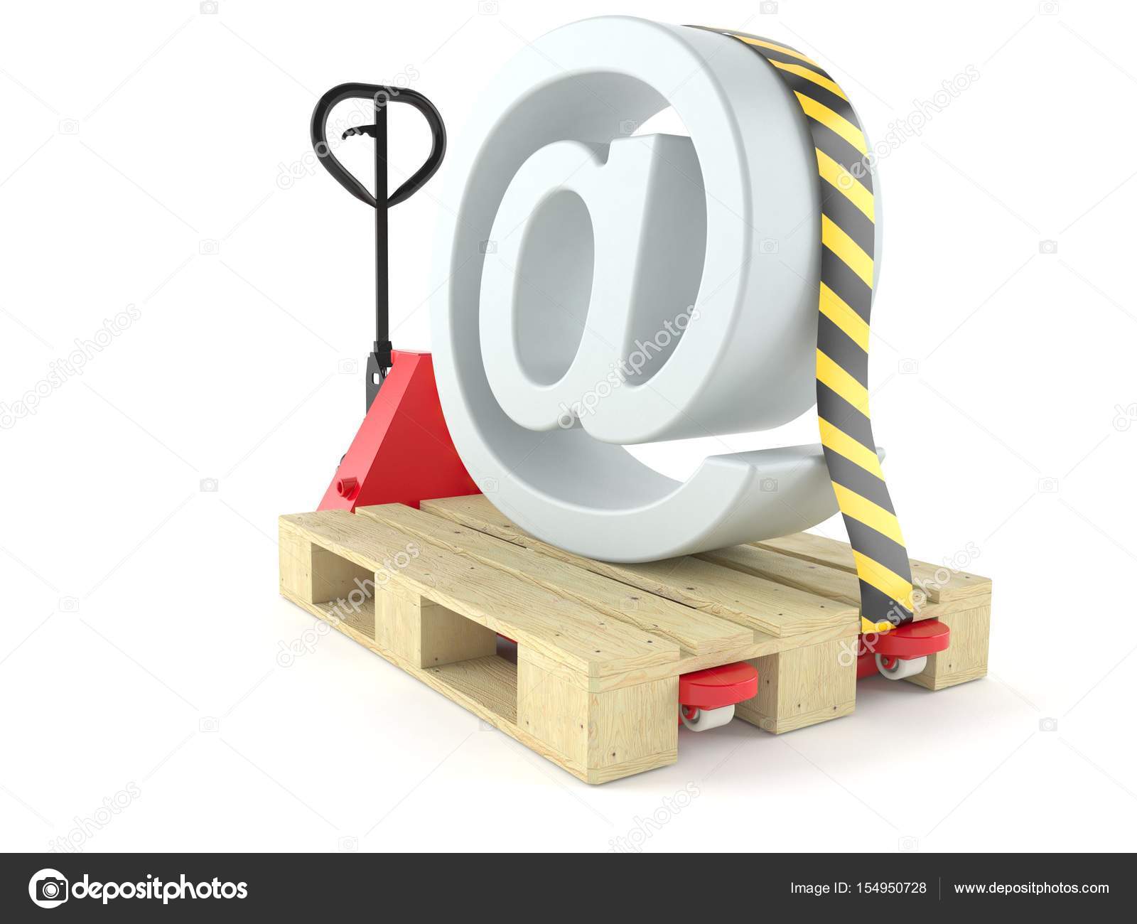 Hand pallet truck with e-mail symbol — Stock Photo © Talaj #154950728
