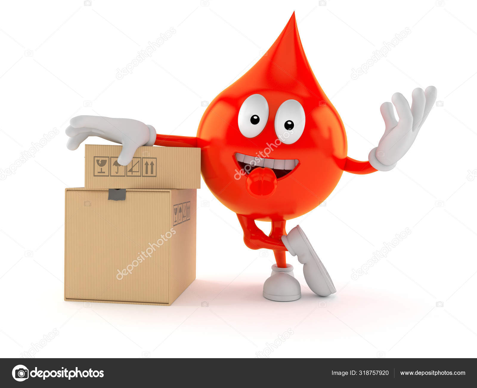 Blood drop character with stack of boxes Stock Illustration by ©Talaj ...