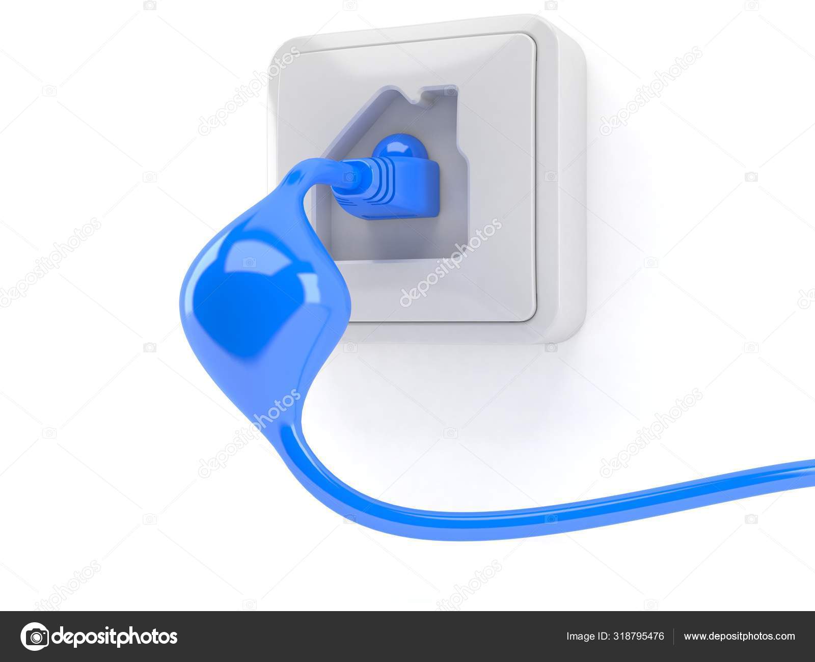 Network outlet with network plug Stock Photo by ©Talaj 318795476