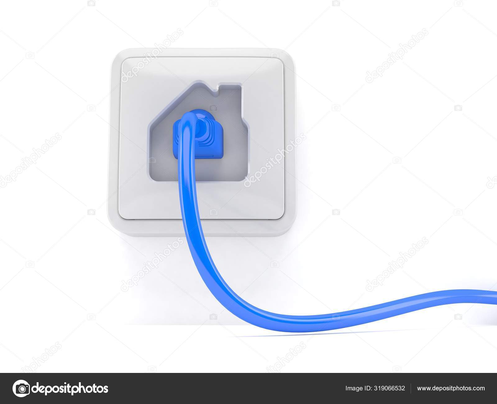 Network outlet with network plug Stock Photo by ©Talaj 319066532